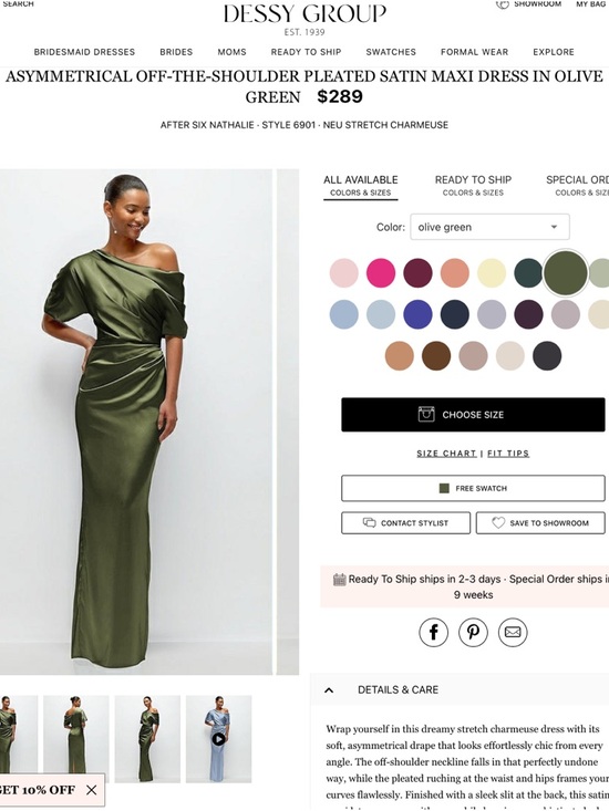Dessy Group | Dresses | Dessy Olive Green Asymmetrical Offtheshoulder ...